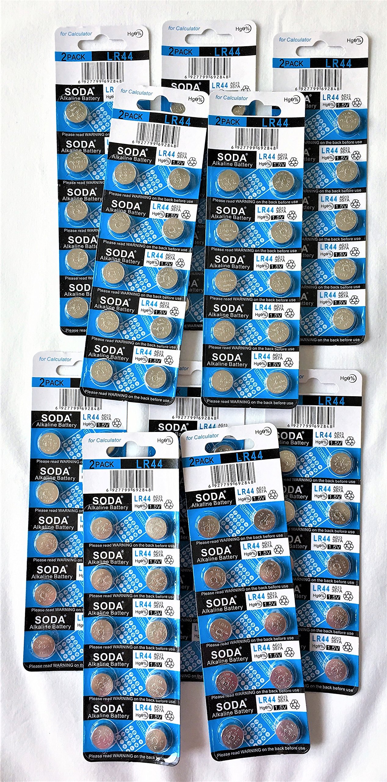 AG13 LR44 L1154 357 A76 Alkaline Button Cell Battery with Retail Blister Pack Cards (100) by YMCtoys