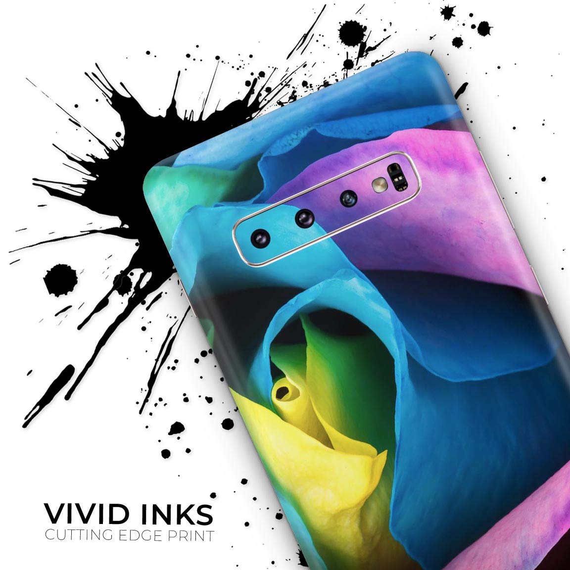 DesignSkinz Rainbow Dyed Rose V3 Protective Vinyl Decal Wrap Skin Cover Compatible with The Samsung Galaxy S20 (Screen Trim & Back Glass Skin)