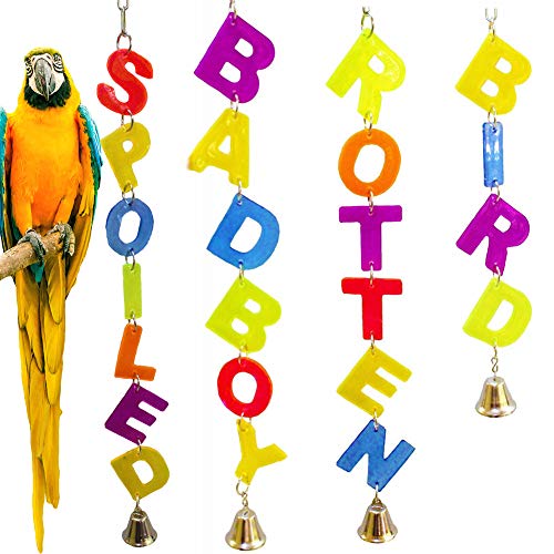 CHoppyWAVE Parrot Toy,Letter Bell Parrot Bird Parakeet Bite Climbing Play Hanging Toy Pet Cage Decor C