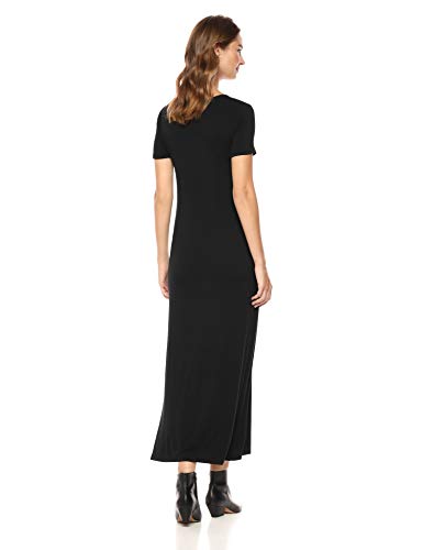 Amazon Essentials Women's Jersey Standard-Fit Short-Sleeve Crewneck Side Slit Maxi Dress (Previously Daily Ritual), Black, Small