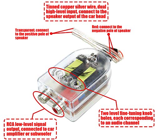 AUTUT 2 Pcs High to Low Speaker Impedance Converter Audio Signal Adapter for Speaker Output to RCA Line Control Car Amplifier Wiring