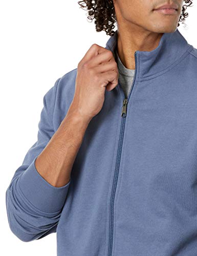 Amazon Essentials Men's Lightweight French Terry Full-Zip Mock Neck Sweatshirt, Indigo, Medium