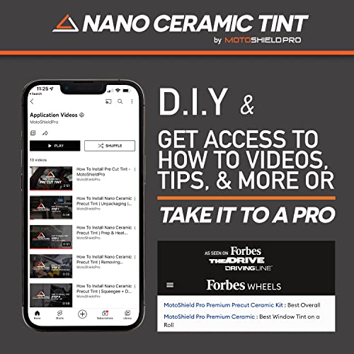 DIY-MotoShield Pro Premium Nano Ceramic Tint (5% VLT) 30” in x 10’ ft Roll | Professional Window Film for Auto, Reduce Infrared Heat & Block UV by 99%