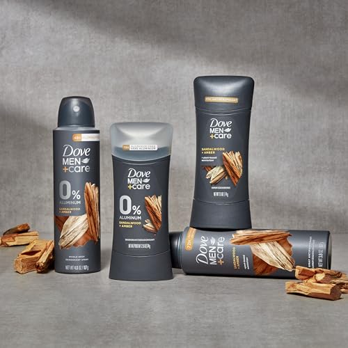 Dove Men+Care Antiperspirant Stick Sandalwood + Amber 4 Count 72H Protection with a Plant-Based Moisturizer 2.6 oz