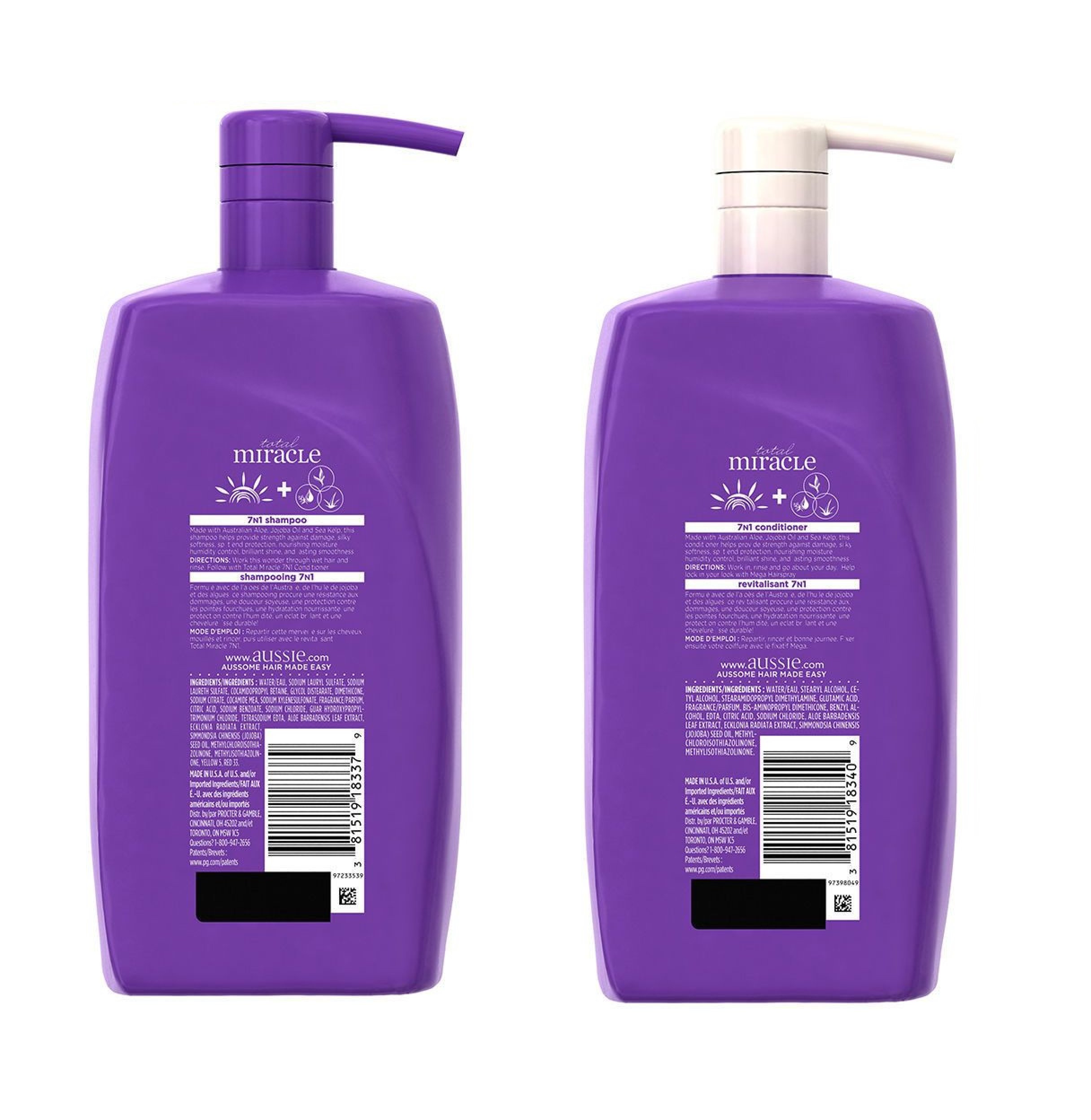 AUSSIE Total Miracle 7 in 1 Shampoo & Conditioner 26.2 FL OZ ( 1 bottle each )