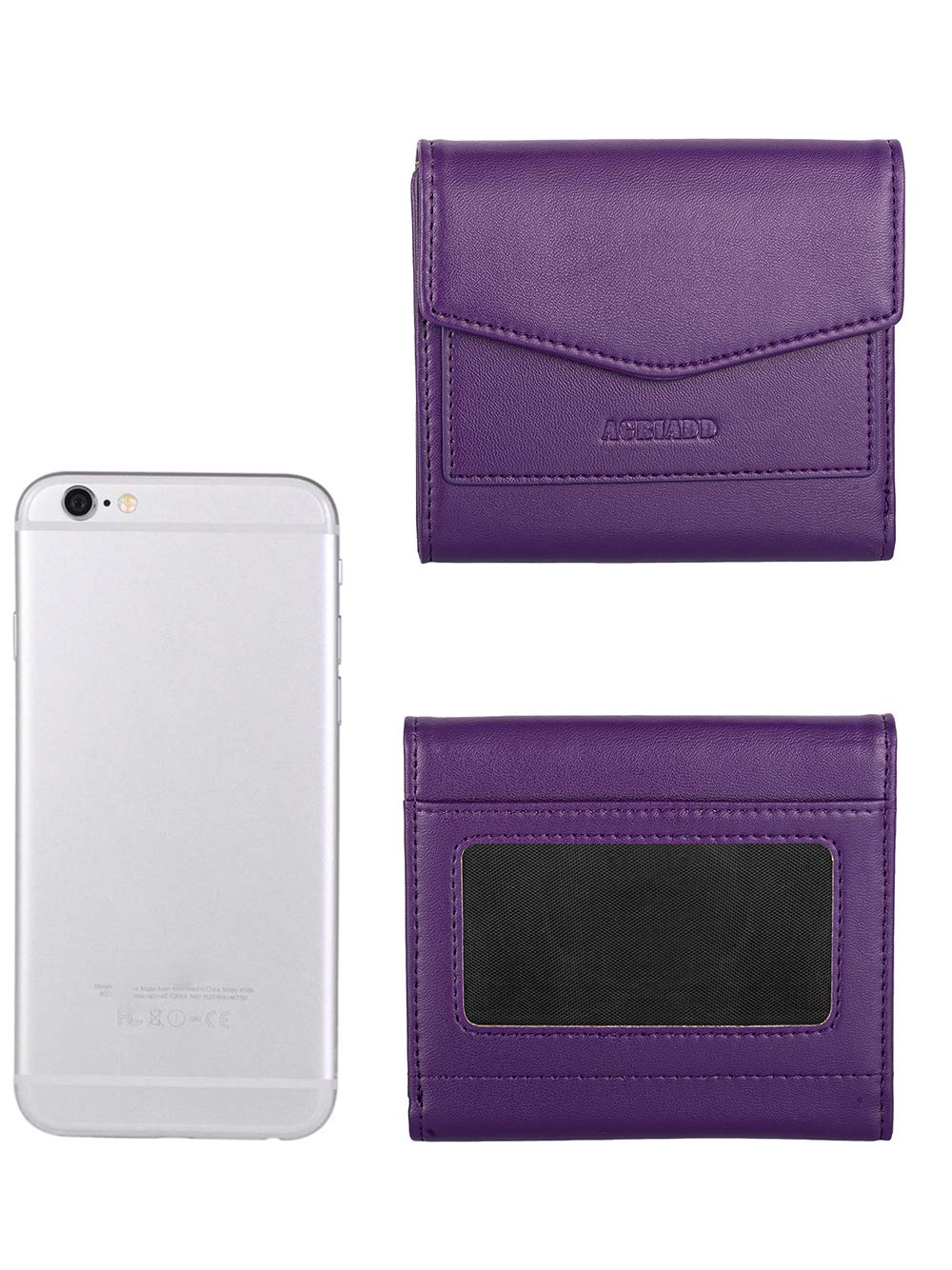 AGBIADD Small Compact Leather Wallet for Women, RFID Blocking Women's Credit Card Holder Pocket Wallet Ladies Purse (purple)