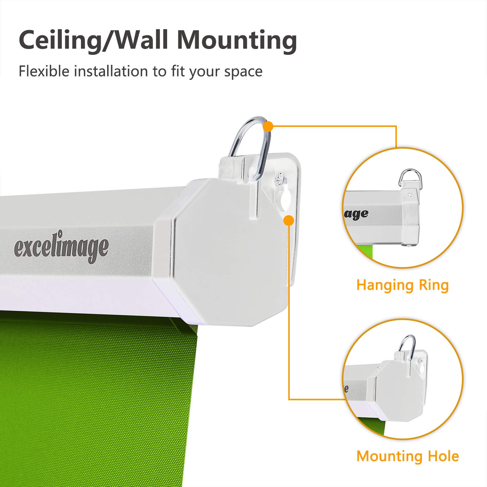 excelimage Pull-Down Green Screen Backdrop, 79βx75β Auto-Locking Chroma Key Panel with Wrinkle-Resistant Green Fabric for YouTube Videos, Music Videos, Photography, TIK Tok, or Gaming (White)
