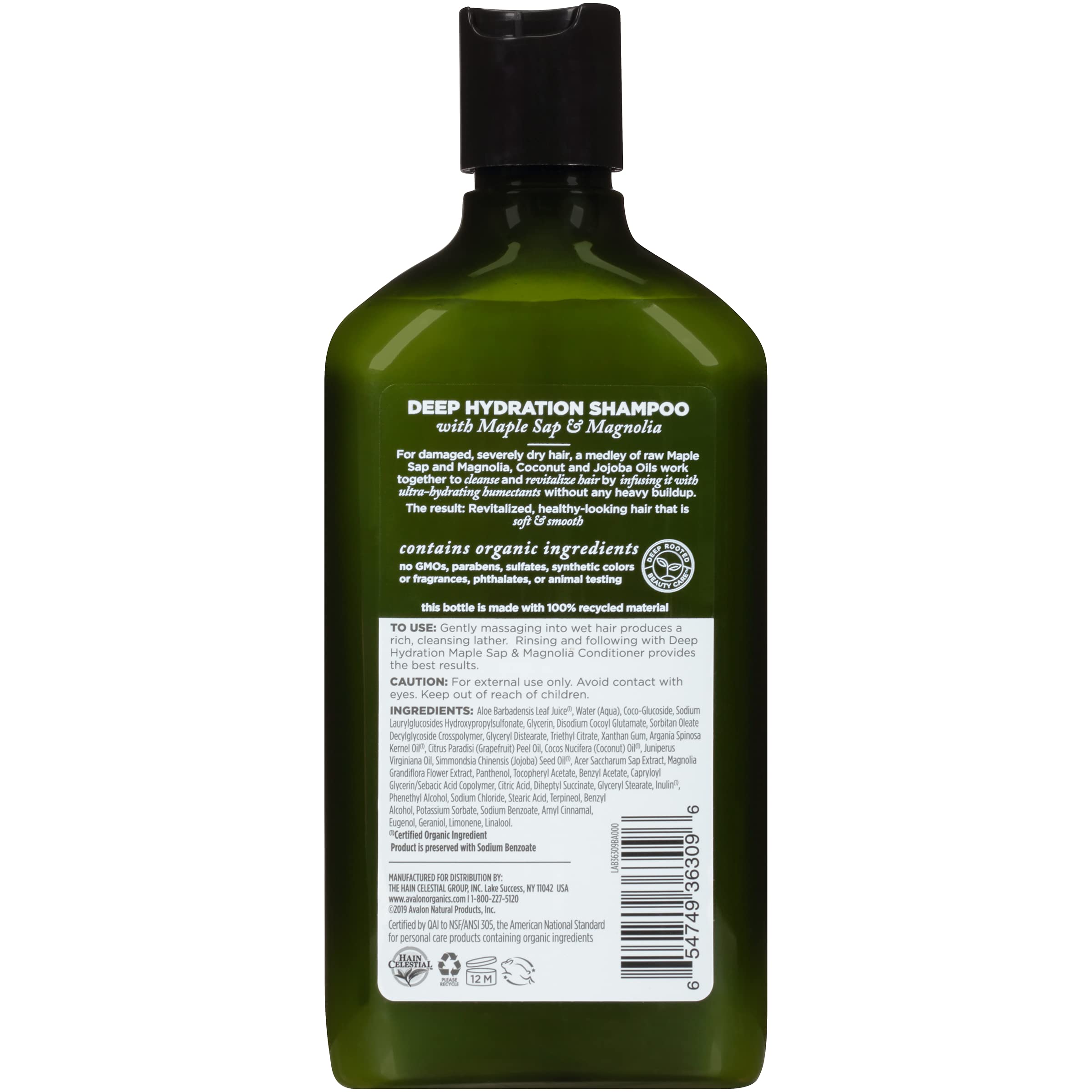 Avalon Organics Deep Hydration Maple Sap & Magnolia Shampoo, 11 Fl Oz