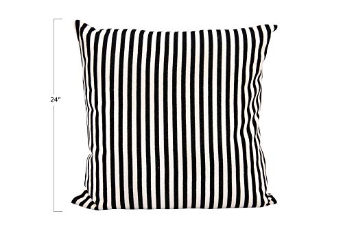 Creative Co-Op Square Cotton Woven Stripes Throw Pillow, Black