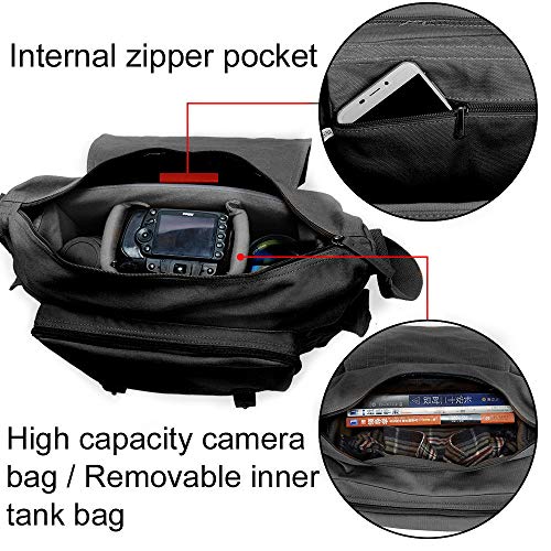 CADeN Camera Bag Case Canvas Compatible for Nikon, Canon, Sony DSLR/SLR Mirrorless Camera with Tripod Holder, Camera Shoulder Messenger Bag for Men/Women(1.0 Black)