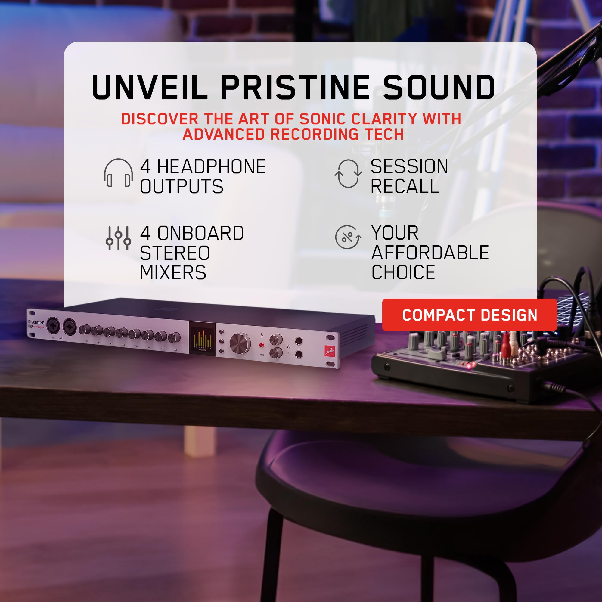 Antelope Audio Discrete 8 Pro Synergy Core Desktop 26x32 Audio Interface - Thunderbolt 3 & USB 2.0 Channel Microphone Preamp Recording, Streaming Studio Audio Interface w/Onboard Real-Time Effects
