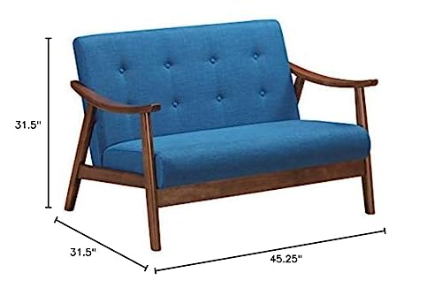 Christopher Knight Home Buda Mid-Century Modern Settee, Navy Blue, Brown