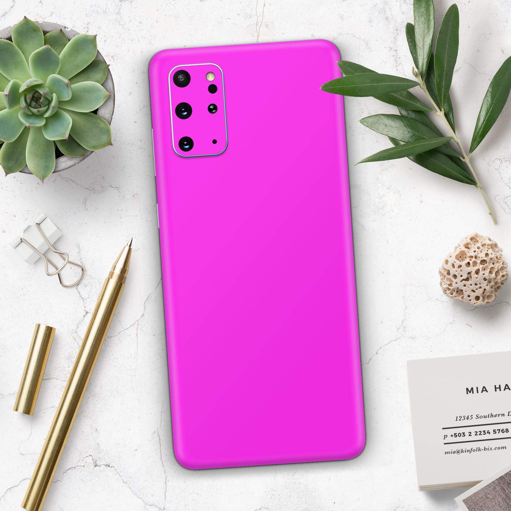 DesignSkinz Solid Hot Pink V2 Protective Vinyl Decal Wrap Skin Cover Compatible with The Samsung Galaxy S20 (Screen Trim & Back Glass Skin)
