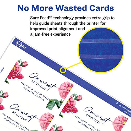 Avery Uncoated Business Cards for Laser Printers, 250 Cards per Pack, Case Pack of 5 (5371)