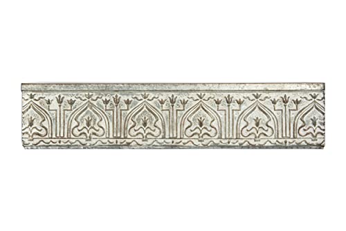 Creative Co-Op White & Grey Decorative Metal Wall Shelf, Zinc