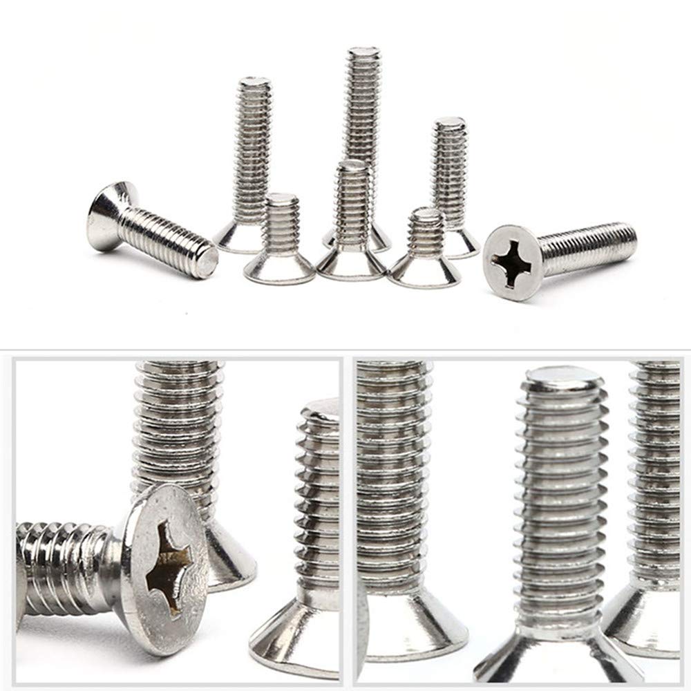 Guard4U 750Pcs 15-Size Metric M1 M1.2 M1.4 M1.6 M1.7 Stainless Steel Phillips Countersunk/Flat Head Small Machine Screws Assortment Kit