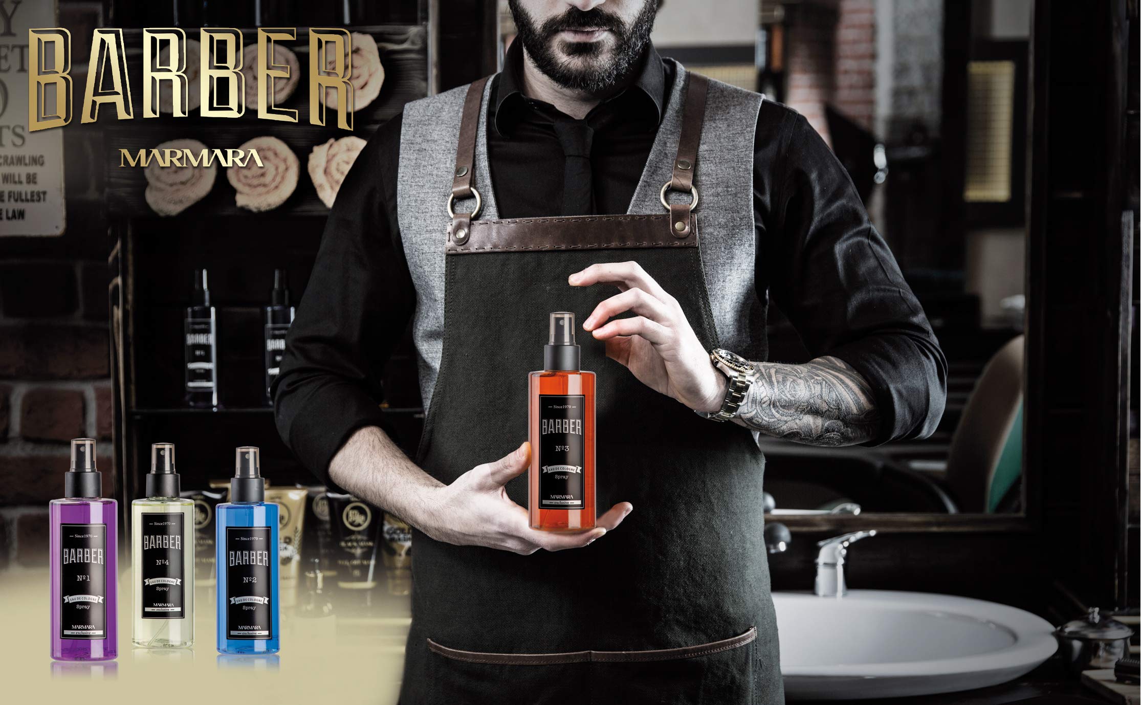 Marmara Barber Cologne - Best Choice of Modern Barbers and Traditional Shaving Fans (No 4 Green, 250ml x 2 Bottles)