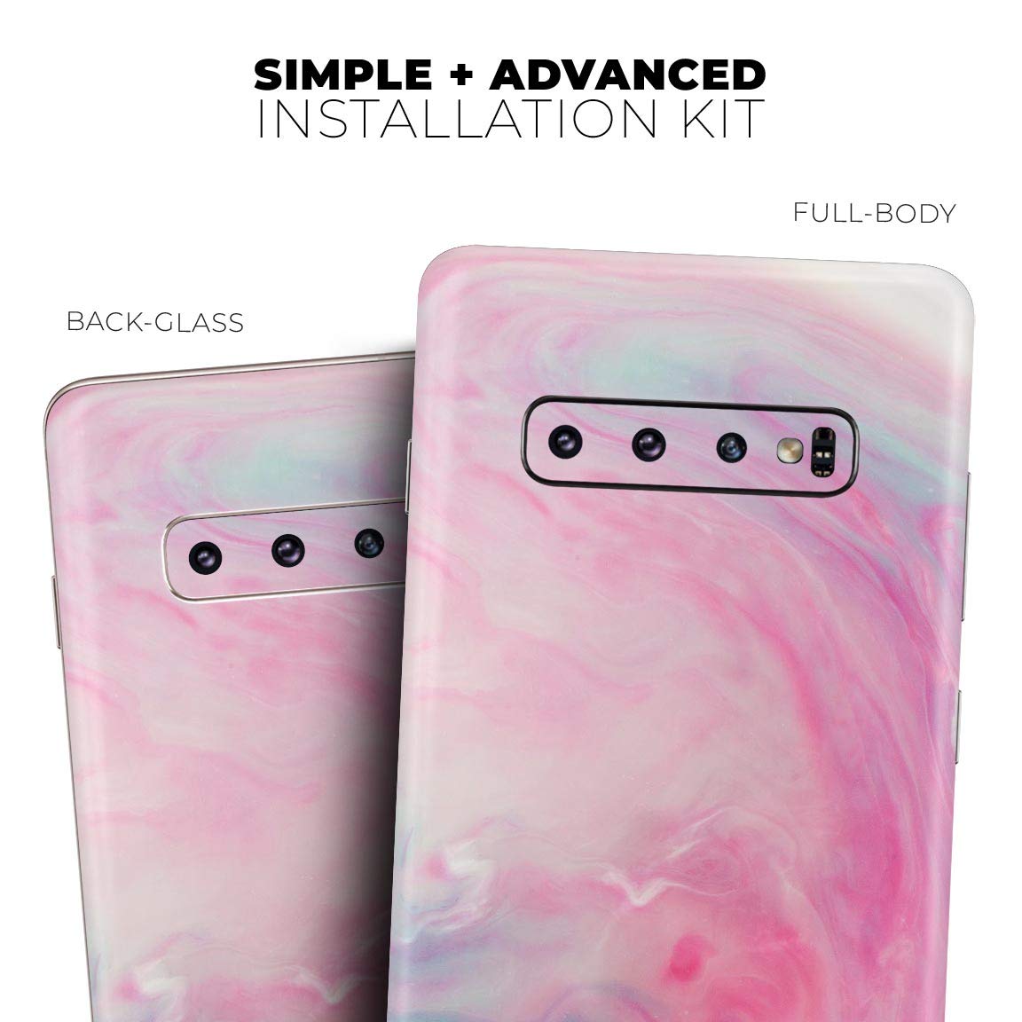 DesignSkinz Marbleized Pink and Blue Paradise V712 Protective Vinyl Decal Wrap Skin Cover Compatible with The Samsung Galaxy S20 (Screen Trim & Back Glass Skin)