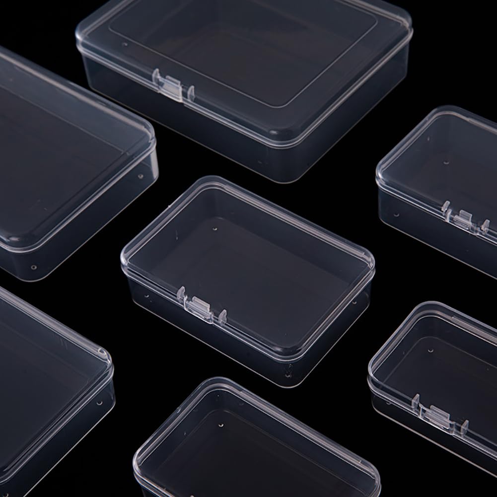 6 Pcs Mini Clear Plastic Storage Boxes Small Rectangle Containers Bead Organizing Box Jewelry Organizer Box Craft Project Case with Lids
