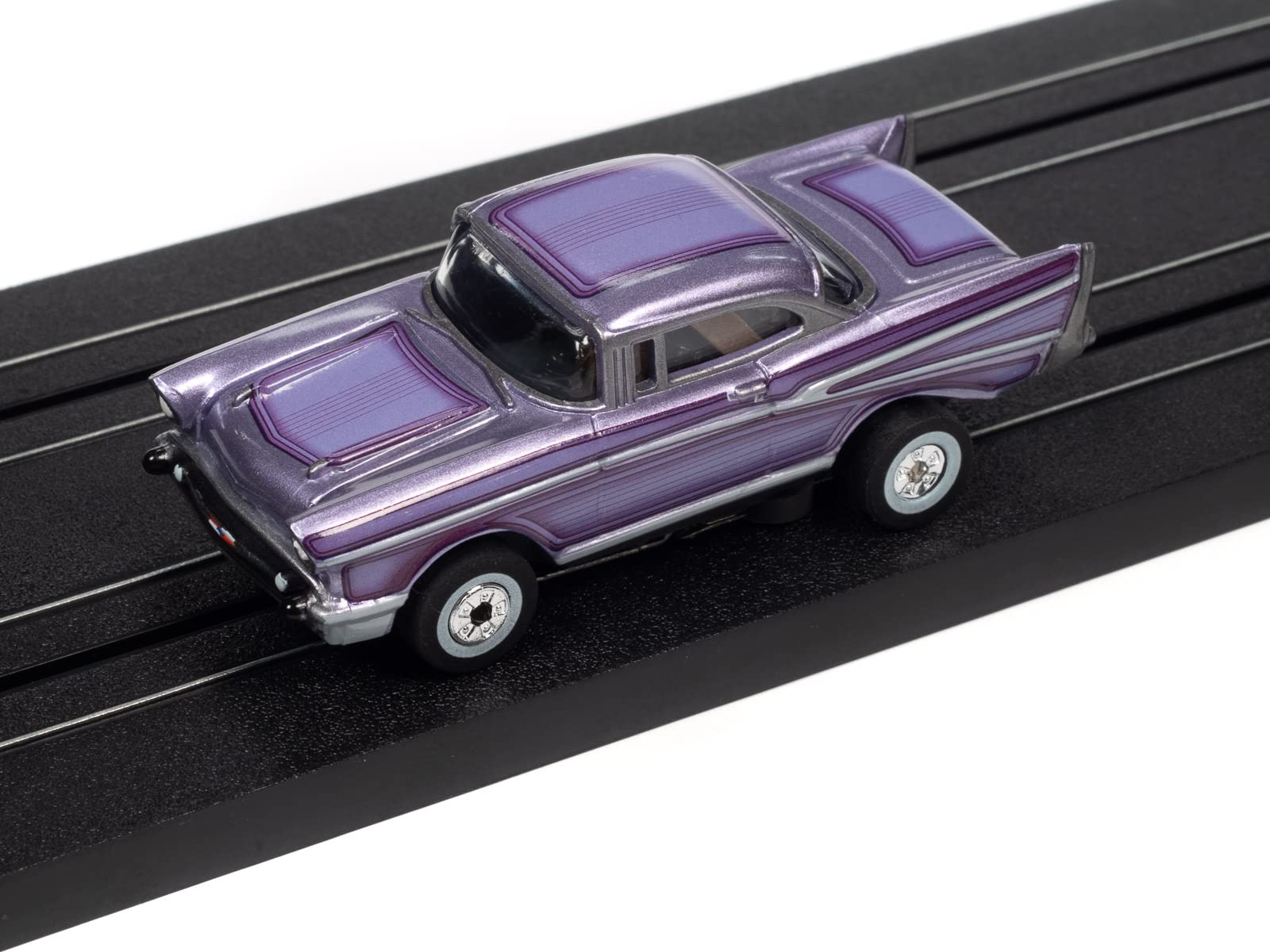 Auto World Thunderjet Cars N Coffee 1957 Chevrolet Bel Air (Purple) HO Scale Slot Car