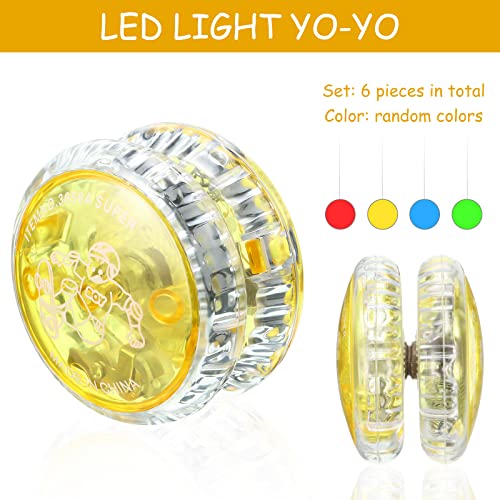 Sumind 6 Pieces LED Light Yo-Yo Plastic Responsive Yoyo Entertaining Yoyo for Beginner Party Favors (Random Colors)
