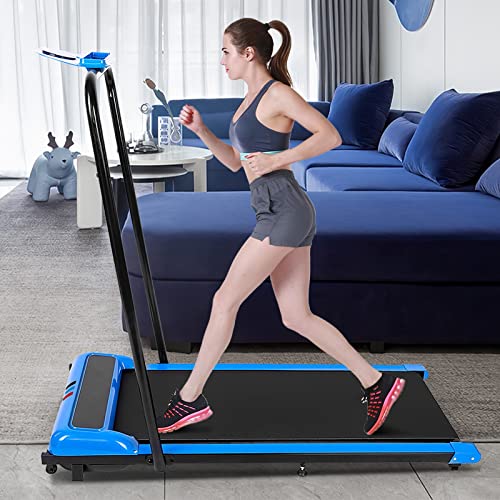 2 in 1 Folding Treadmill,1.5-2.5 HP Under Desk Electric Treadmill, Installation-Free,Remote Control and LED Display, Walking Jogging for Home Office (Partial w/Blue Tooth Speaker)