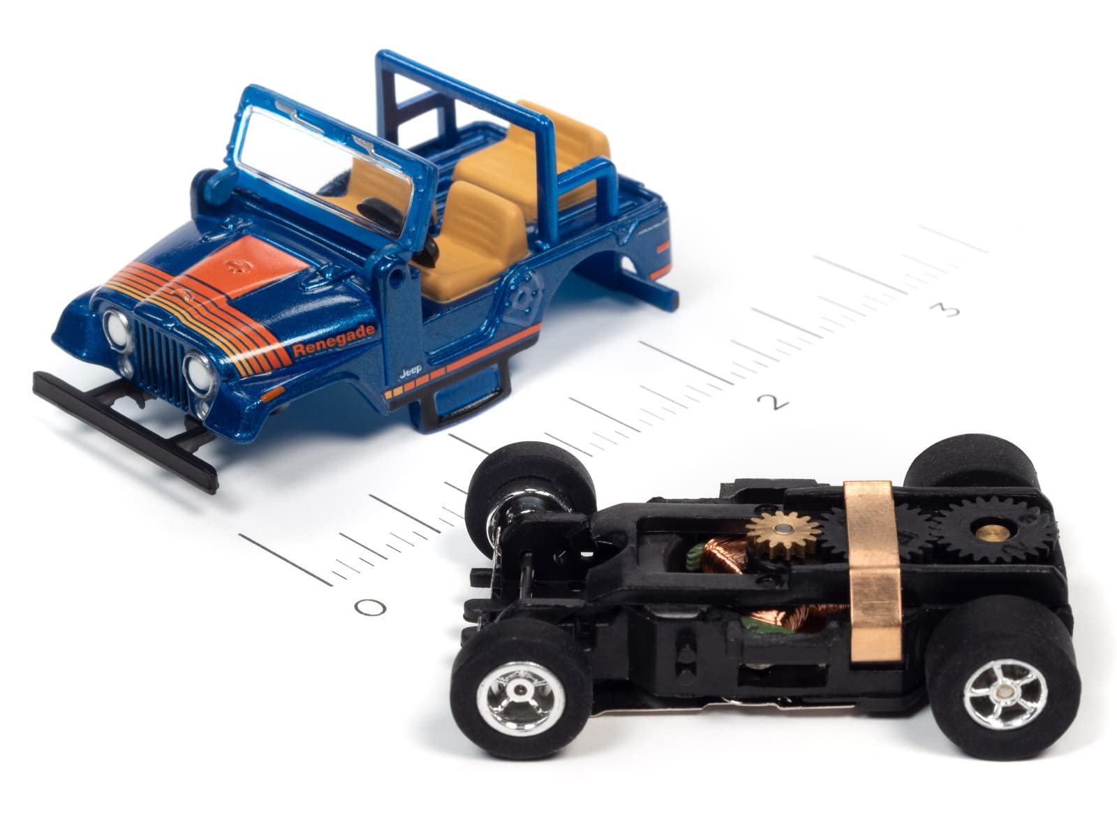 Auto World Xtraction R34 1979 Jeep CJ-5 Blue HO Scale Slot Car