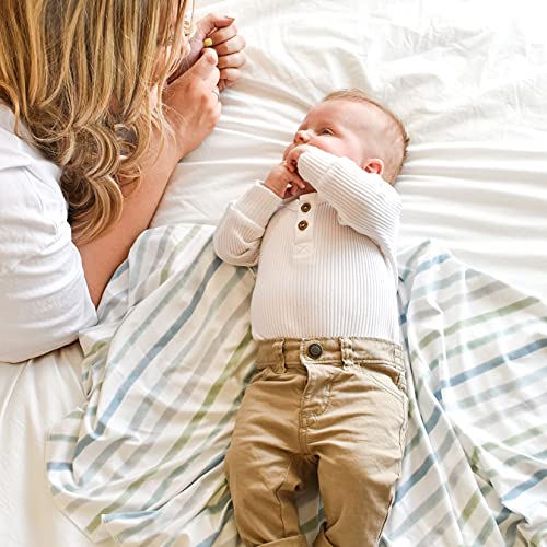 Extra Soft Knit Swaddling Receiving Blanket Dapper Stripes by Village Baby
