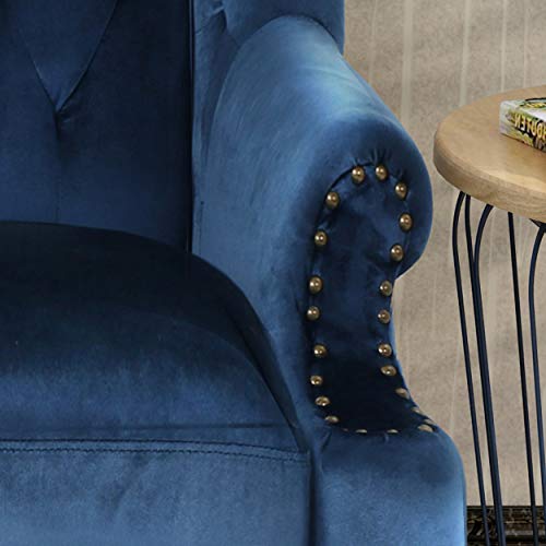 Christopher Knight Home Nolie High Back Tufted Winged Velvet Loveseat, Cobalt / Dark Brown