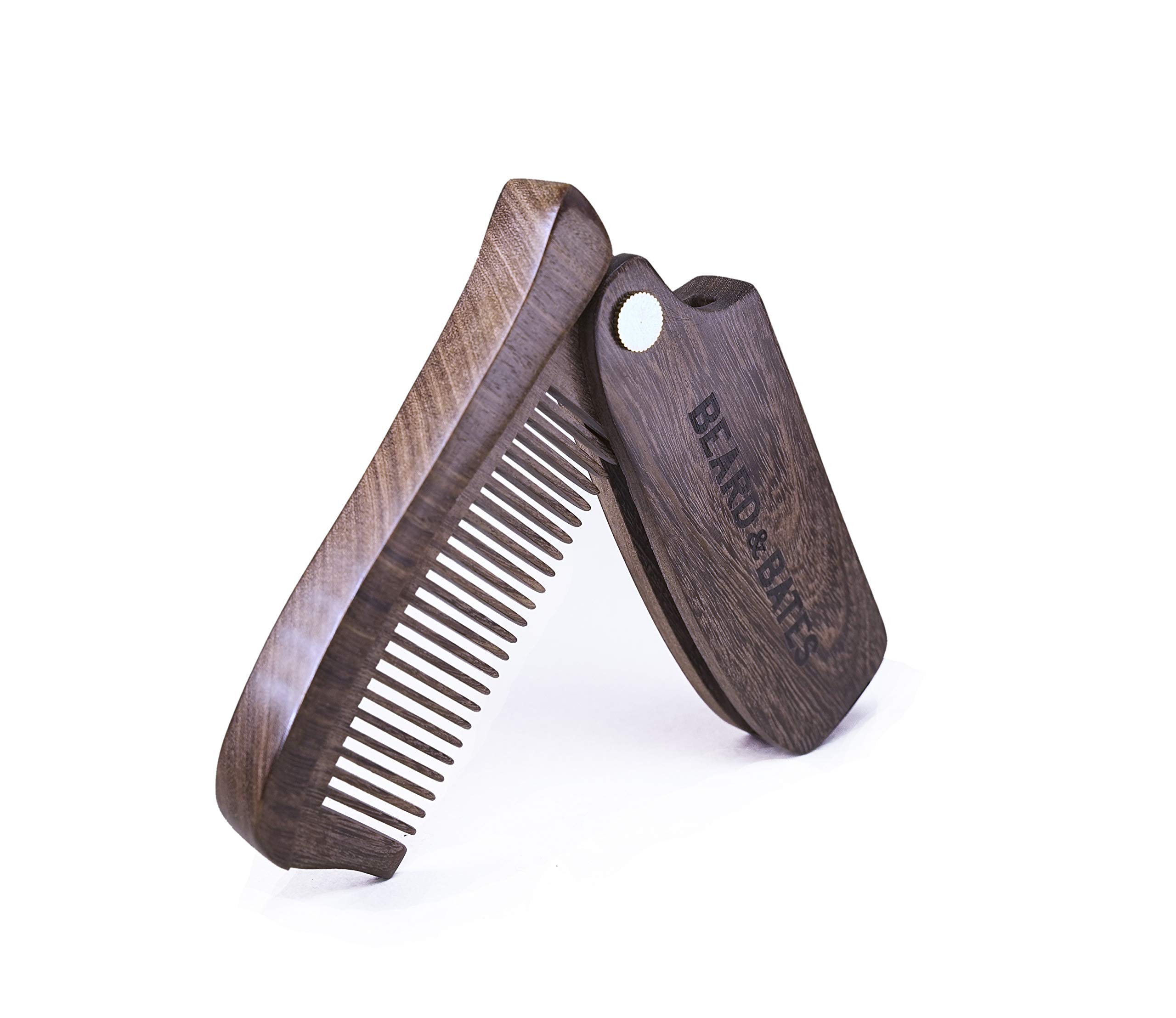 BEARD & BATES The Sandalwood Switchblade - The Original Folding Wooden Beard Hair Comb | Boutique, Artisan Crafted, Los Angeles