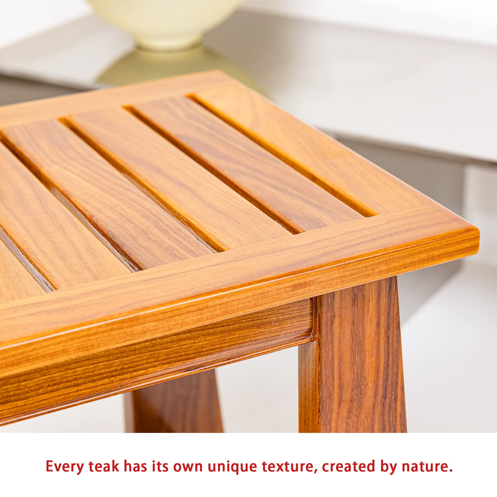 24" Teak Shower Bench with Shelf/Shower Benches for Inside Shower/Teak Shower Seat/Bathroom Bench/Teak Wood Benches for Showers/for Spa, Showers, Pools and Other Wet Environments,Patented Designs.