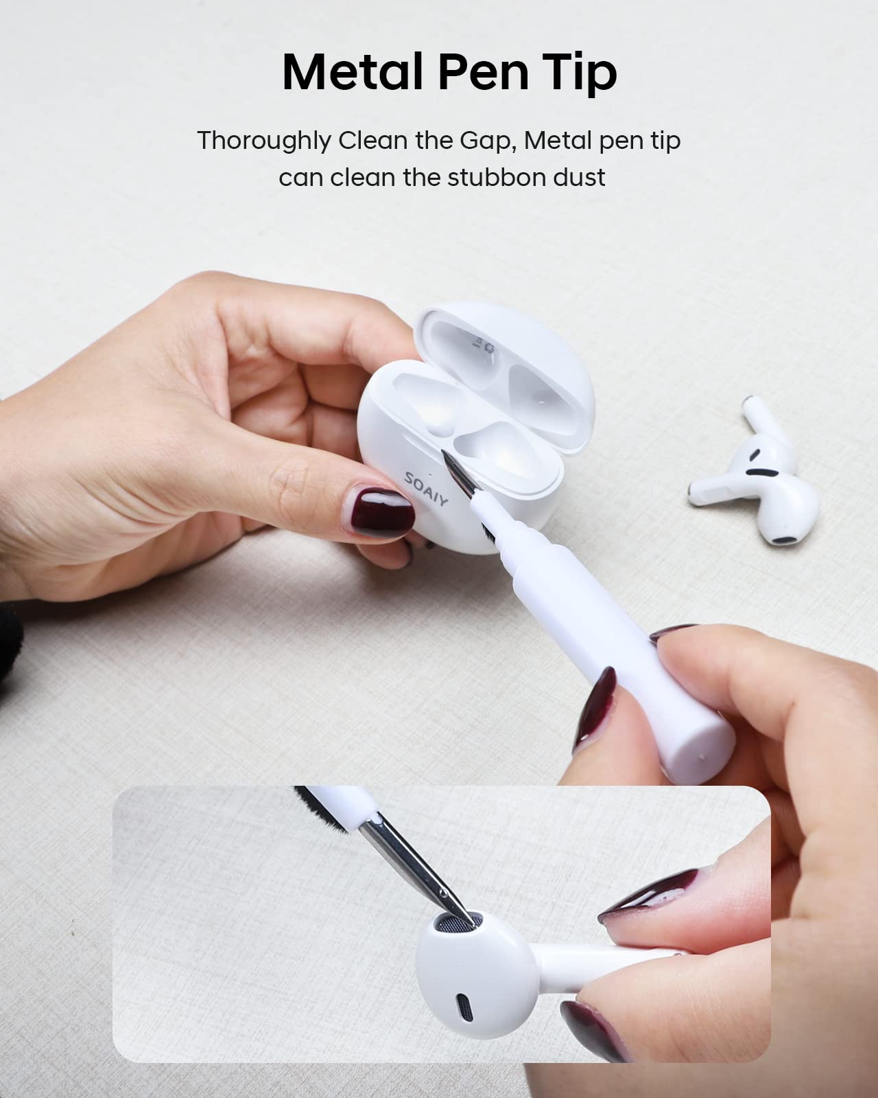 AGhappy Cleaner Kit for Airpods 1 2 3, 6 in 1Multi-Function Cleaning Pen for Earbuds Bluetooth Earphones Case Soft Brush Tools for Lego Huawei Samsung MI Earbuds PC Laptop Pro Camera Lens
