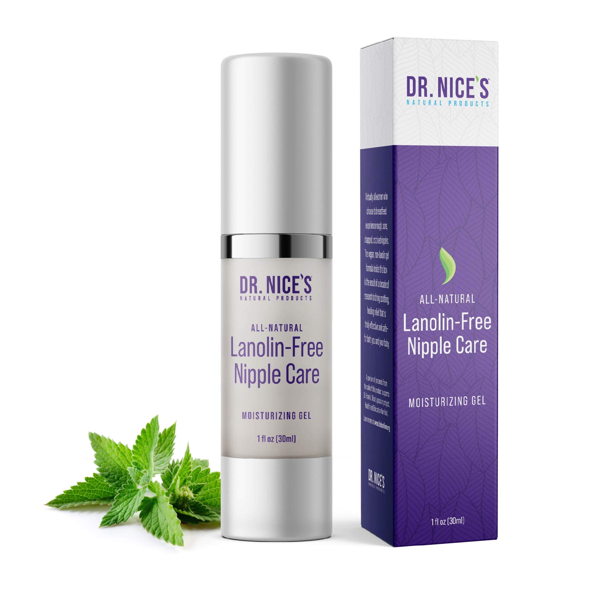 Dr. Nice's Nipple Cream for Breastfeeding - Instant Soothing and Cooling Relief for Sore Nipples | All Natural Water-Based Clear Gel | Safe for Mom & Baby - (0.34 Fl. Oz)