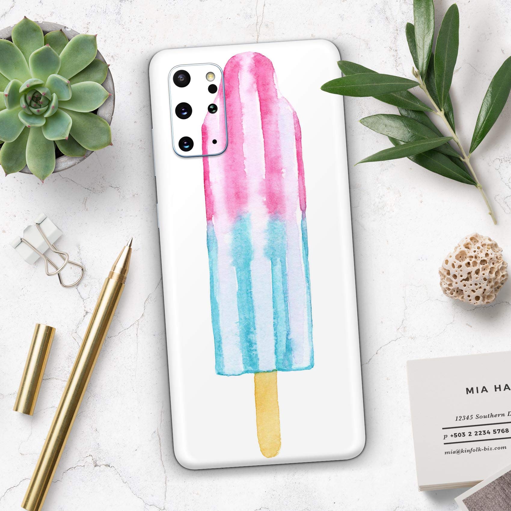 DesignSkinz Summer Mode Ice Cream v4 Protective Vinyl Decal Wrap Skin Cover Compatible with The Samsung Galaxy S20 (Screen Trim & Back Glass Skin)