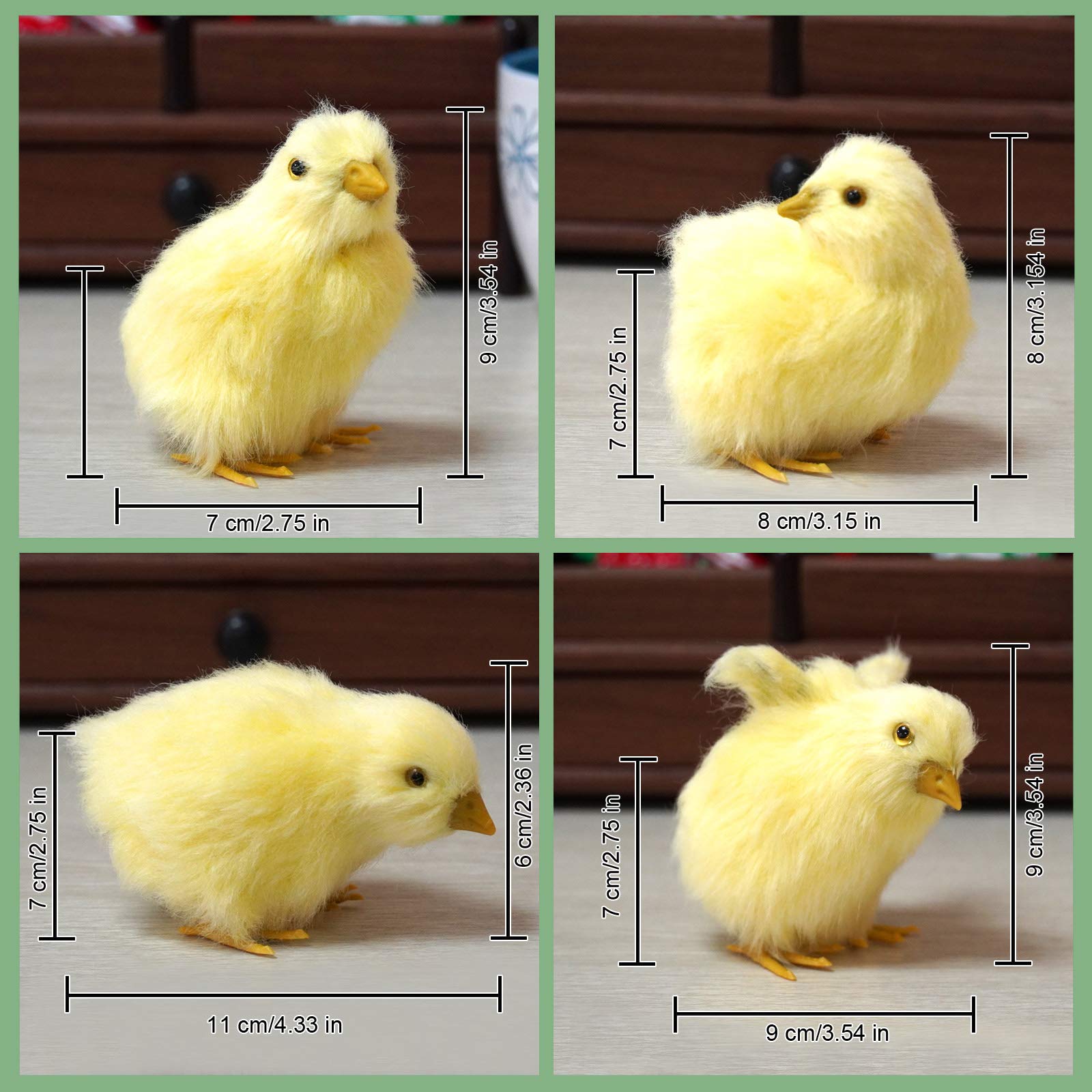 4 Pcs Realistic Plush Little Chick Figurine Lifelike Furry Animal Toy Simulated Chicken Sound Photography Props Easter Chicks Decor 4 Poses