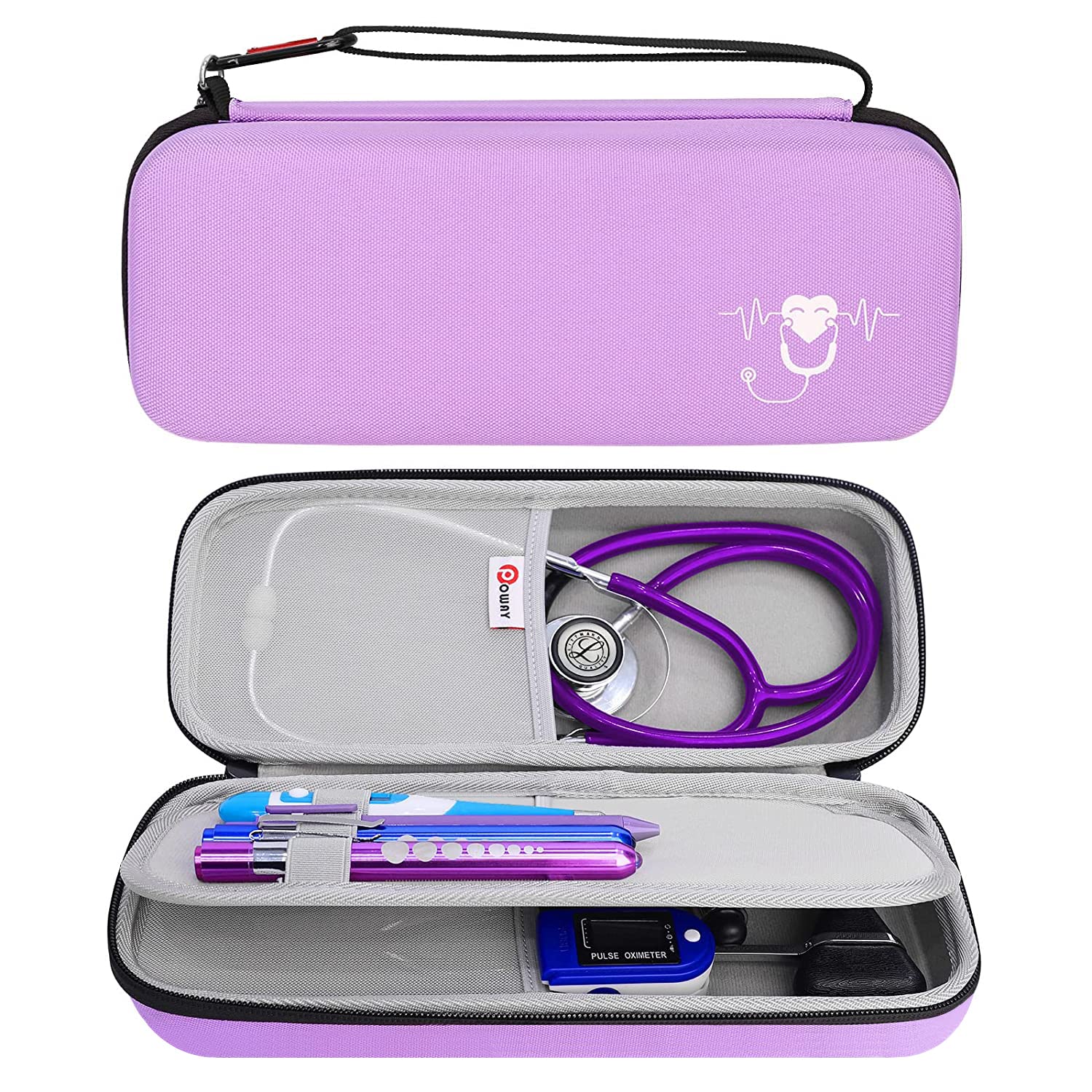 Opoway Stethoscope Carrying Case, Hard Stethoscope Case Compatible for 3M Littmann Classic III, Cardiology IV Diagnostic, MDF Acoustica Stethoscopes and Other Nurse Accessories (Purple)