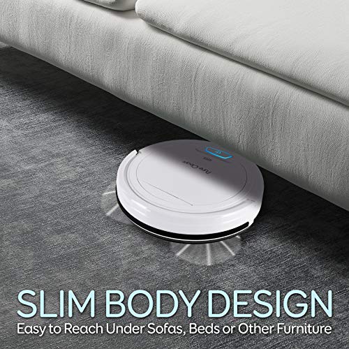 Automatic Smart Robot Vacuum Cleaner - Upgraded Lithium Battery 90 Min Run Time - Bot Self Detects Stairs Pet Hair Allergies Friendly Robotic Home Cleaning Automation for Carpet Hardwood Floor