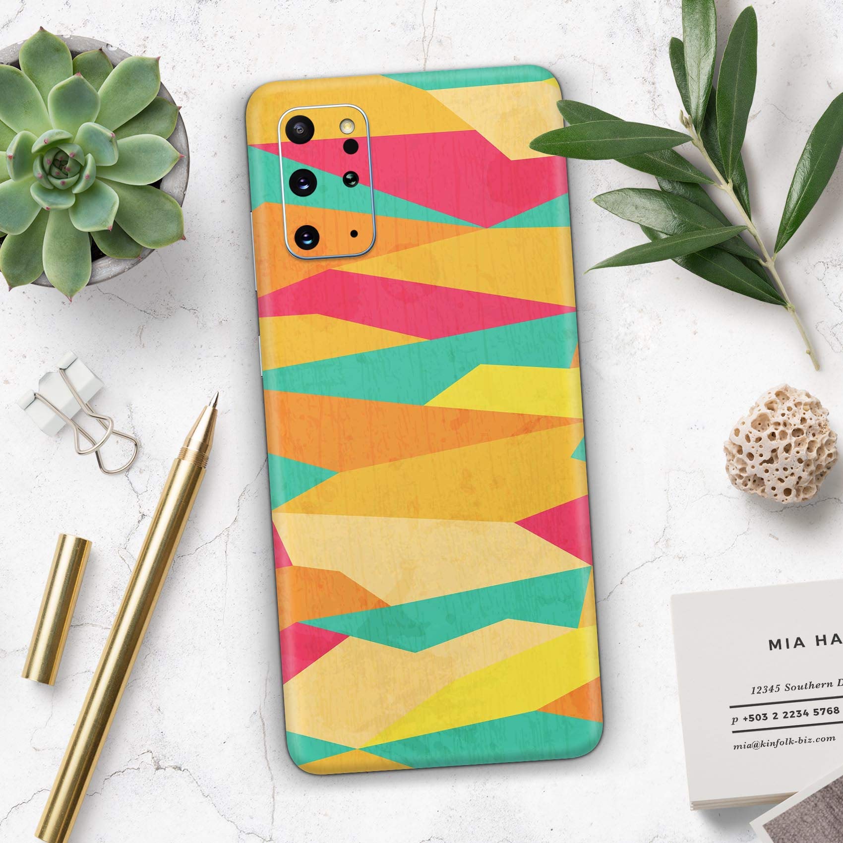 DesignSkinz Vibrant Bright Colored Connect Pattern Protective Vinyl Decal Wrap Skin Cover Compatible with The Samsung Galaxy S20 (Screen Trim & Back Glass Skin)