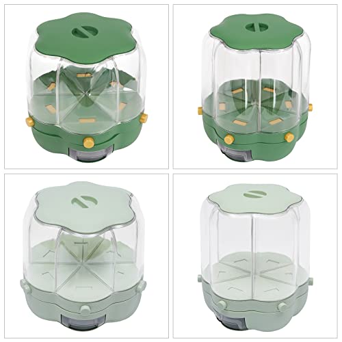 6-Grid Grain Storage Tank, 360° Rotatable Miscellaneous Grains Food Dispenser Grain Storage Box Suitable for All Beans Barley Millet And Other Granular Grains or Pet Food (Large, Light Green)