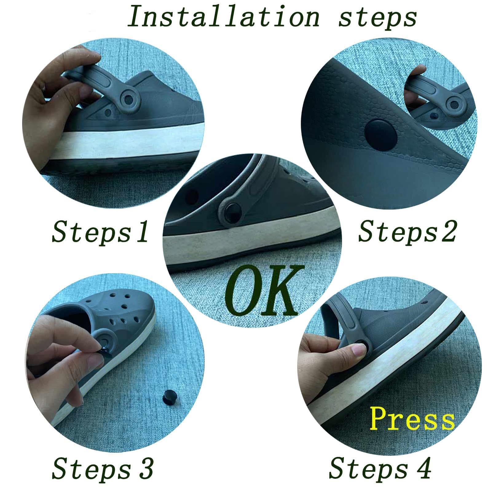 6 Sets Replacement Rivets Button Strap Compatible for Clog Shoe Strap 16mm Size Rivets Repair (Black)