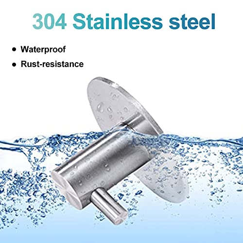 Aeiniwer Self Adhesive Hook Stainless Steel Waterproof Hook Sticky Hook Nailless Hook for Door Wall Home Bathroom Kitchen, Round, 4 Pack