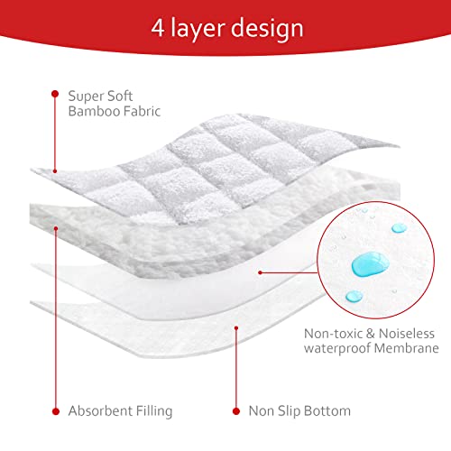 Bamboo Quilted Thicker Changing Pad Liner Waterproof, Fit for Peanut Shaped Changing Pads 3 Pack, Non-Slip Back Design Reusable Pads Machine Washable, White