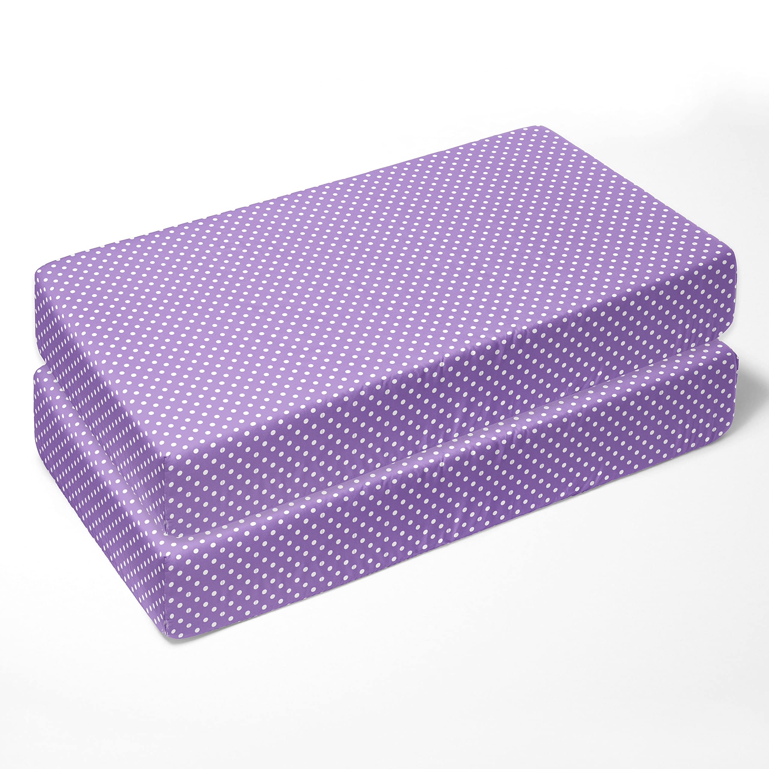 Bacati - 2 Pack Mix and Match Pin Dots Girls 100% Cotton Universal Baby US Standard Crib or Toddler Bed Fitted Sheets (Pin Dots, Purple)