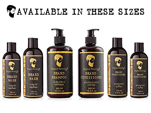 Beard Shampoo and Beard Conditioner Wash & Growth kit for Men Care - Softener & Moisturizer for Hydrating, Cleansing and Refreshing Beard and Mustache Facial Hair Gift Set (100ml / 3.4 fl oz)