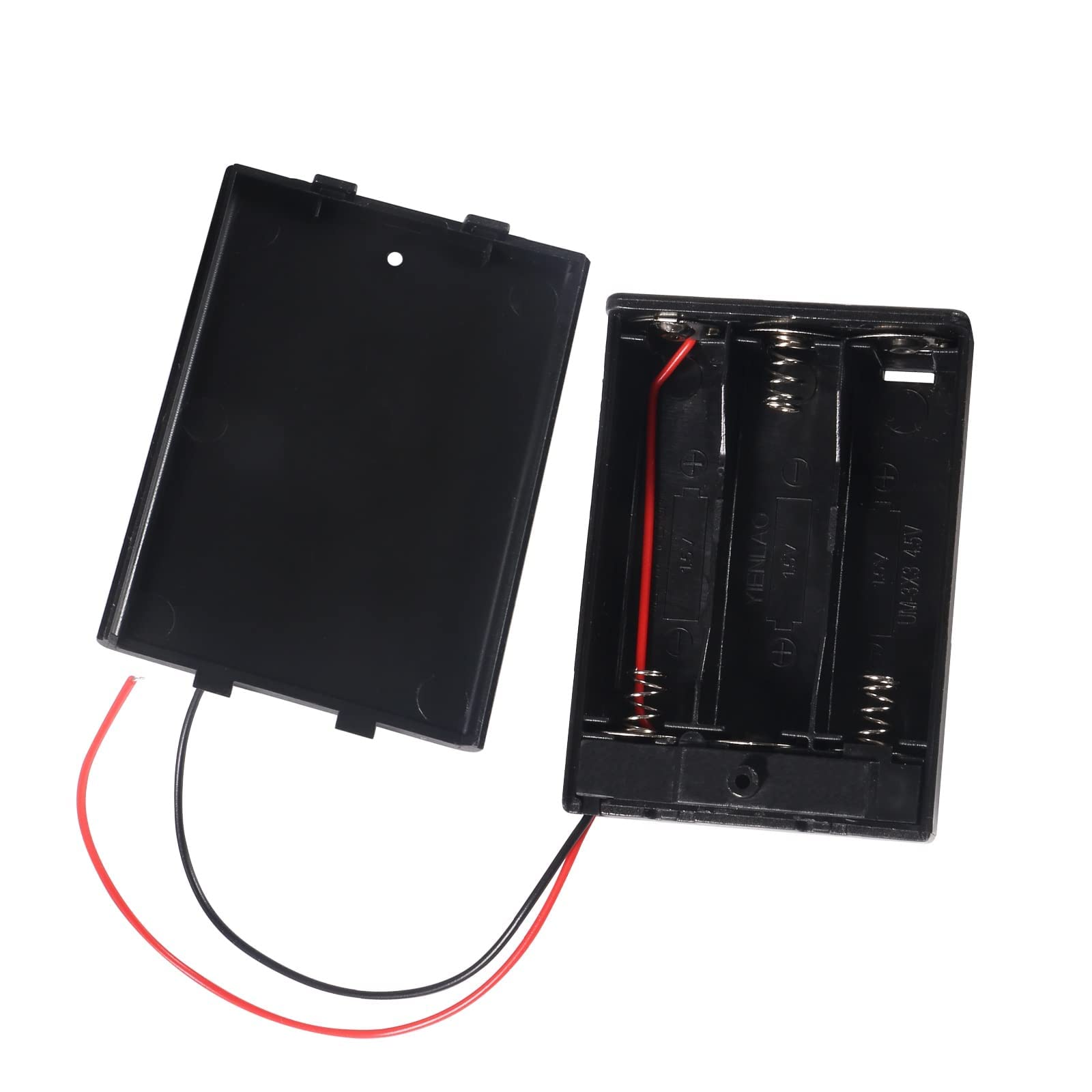 AITIAO 4 Pieces 3 Slots 1.5V AA Battery Case Holder Battery Spring Clip Storage Box with Wire and On/Off Switch