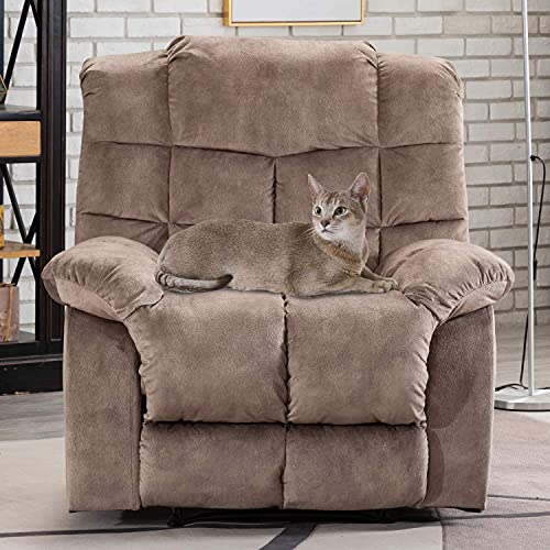 ANJHOME Single Recliner Chairs for Living Room Overstuffed Breathable Fabric Reclining Chair Manual Sofas (Apricot)