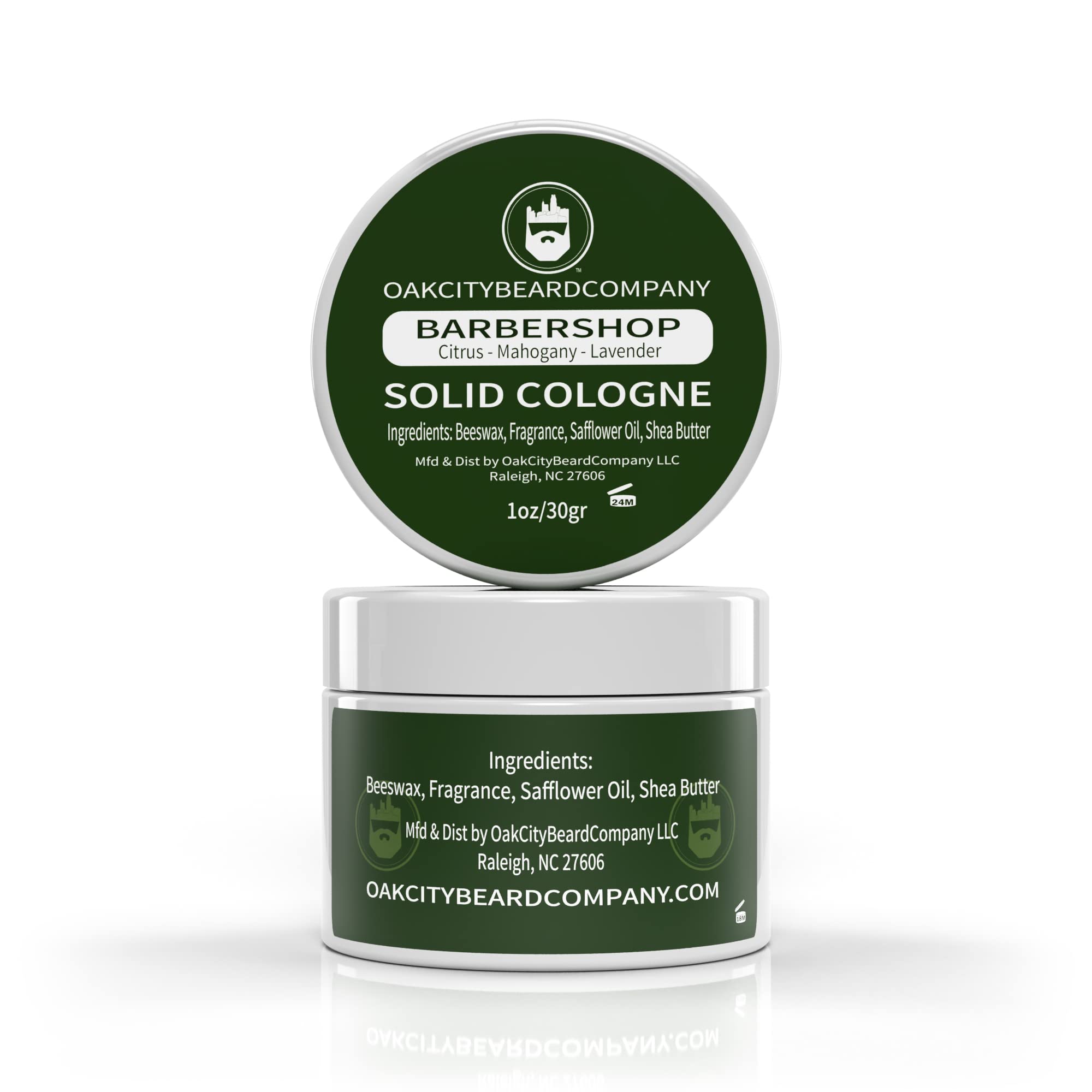 Oak City Beard Company - BarberShop - Solid Cologne - 1 Ounce - Citrus - Mahogany - Green Notes - Lavender