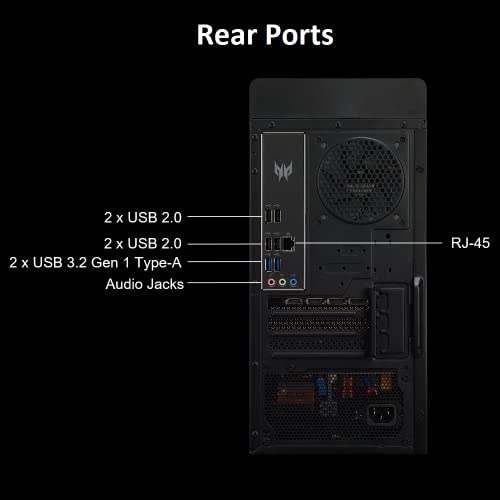 Acer Predator Orion 3000 PO3-650-UB92 Gaming Desktop | 13th Gen Intel Core i7-13700F 16-Core | NVIDIA GeForce RTX 3060 | 16GB DDR5 | 1TB PCIe Gen 4 SSD | Intel Wi-Fi 6E | Keyboard & Mouse,Black