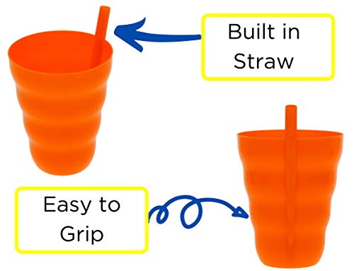 Arrow Sip-A-Cup with Built In Straw For Kids Includes Purple, Blue, Green, Orange (8 Pack)