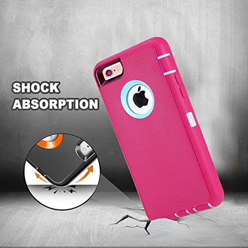 Annymall Case Compatible for iPhone 8 & iPhone 7, Heavy Duty [with Kickstand] [Built-in Screen Protector] Tough 4 in1 Rugged Shorkproof Cover for Apple iPhone 7 / iPhone 8 (Pink)